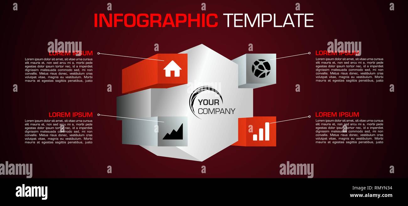 Modern colorful infographics options template vector hexagon and square ...