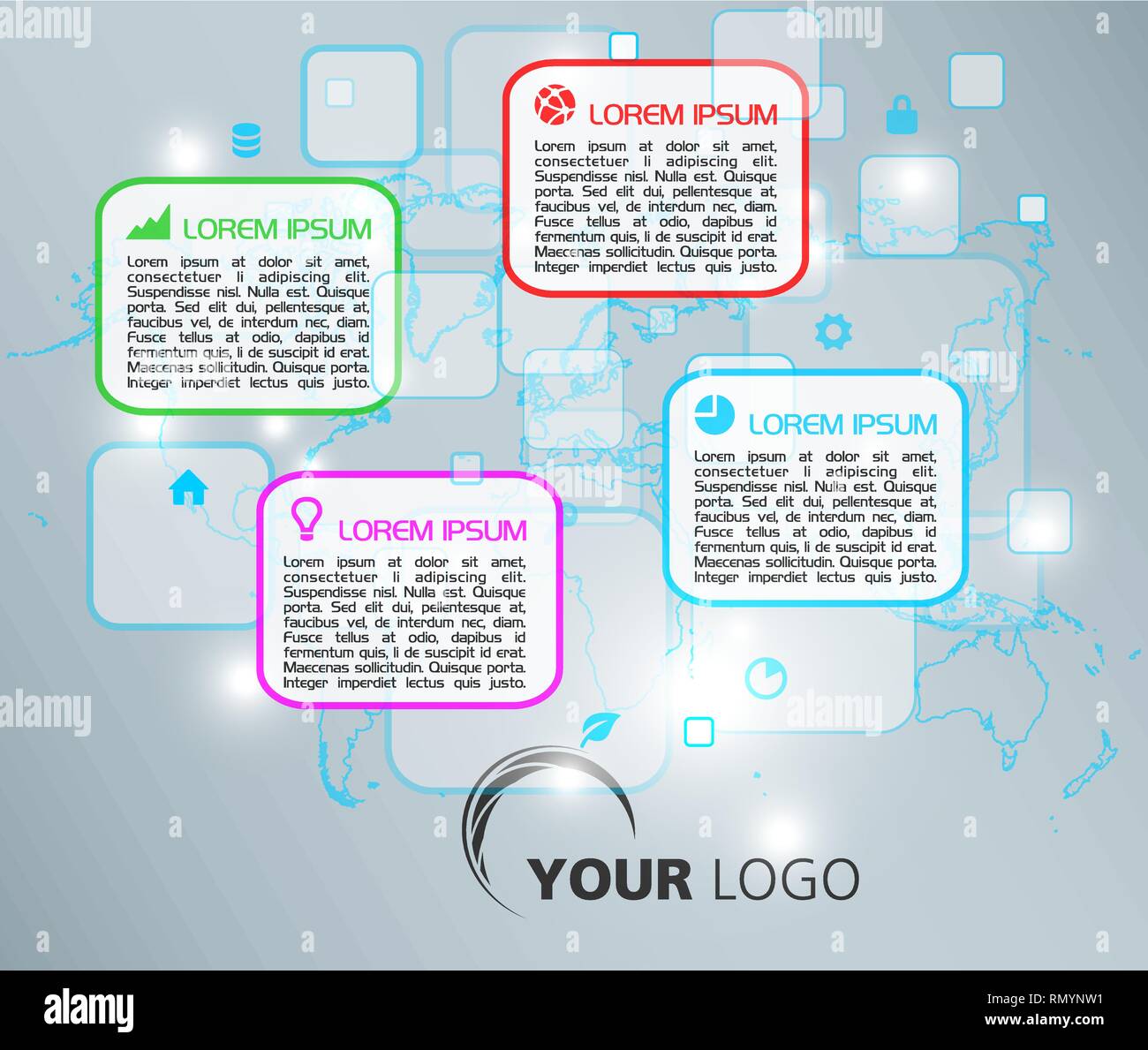 Modern colorful infographics options template vector with rectangle ...