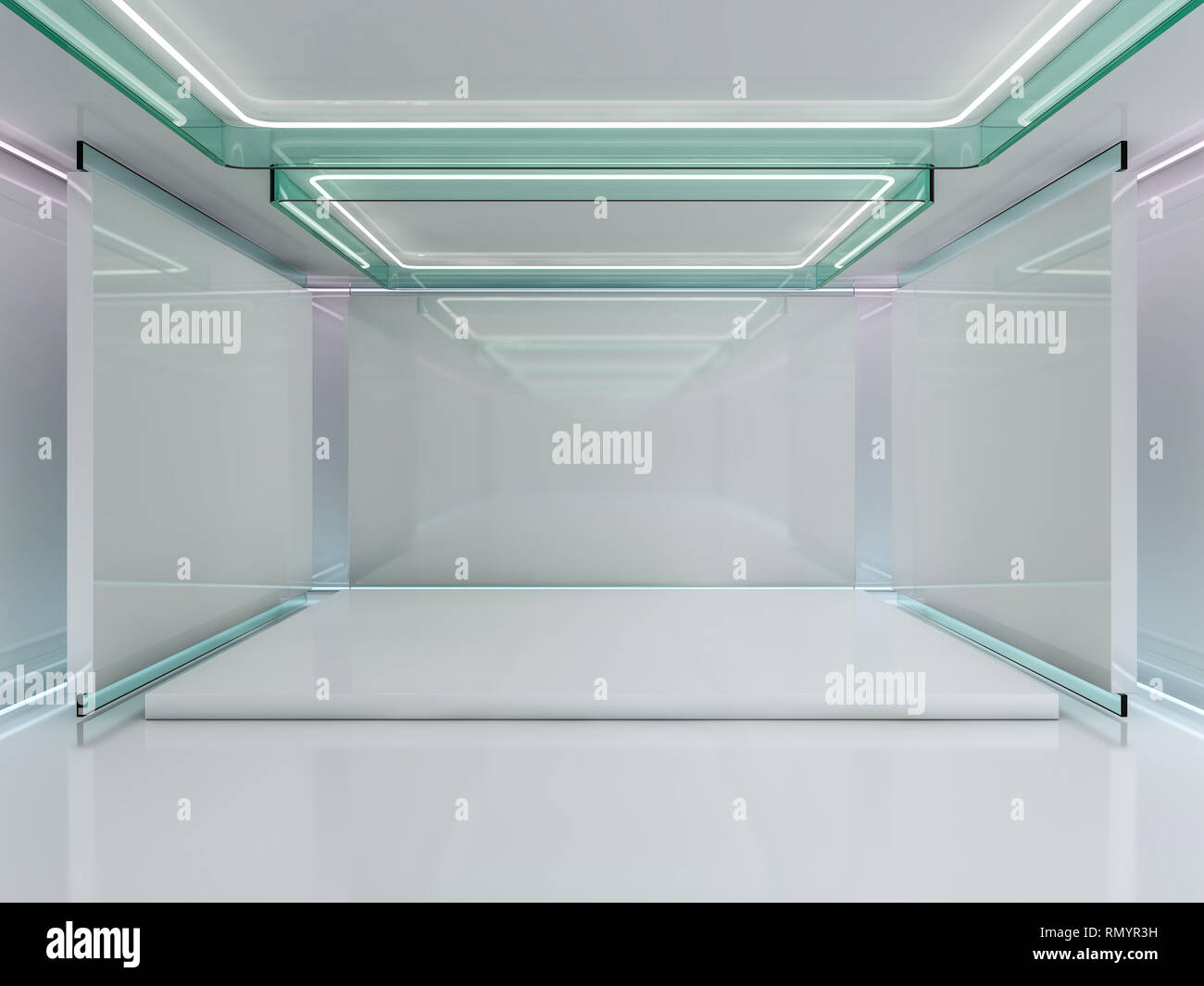 Abstract modern architecture background, empty open space interior. 3D ...