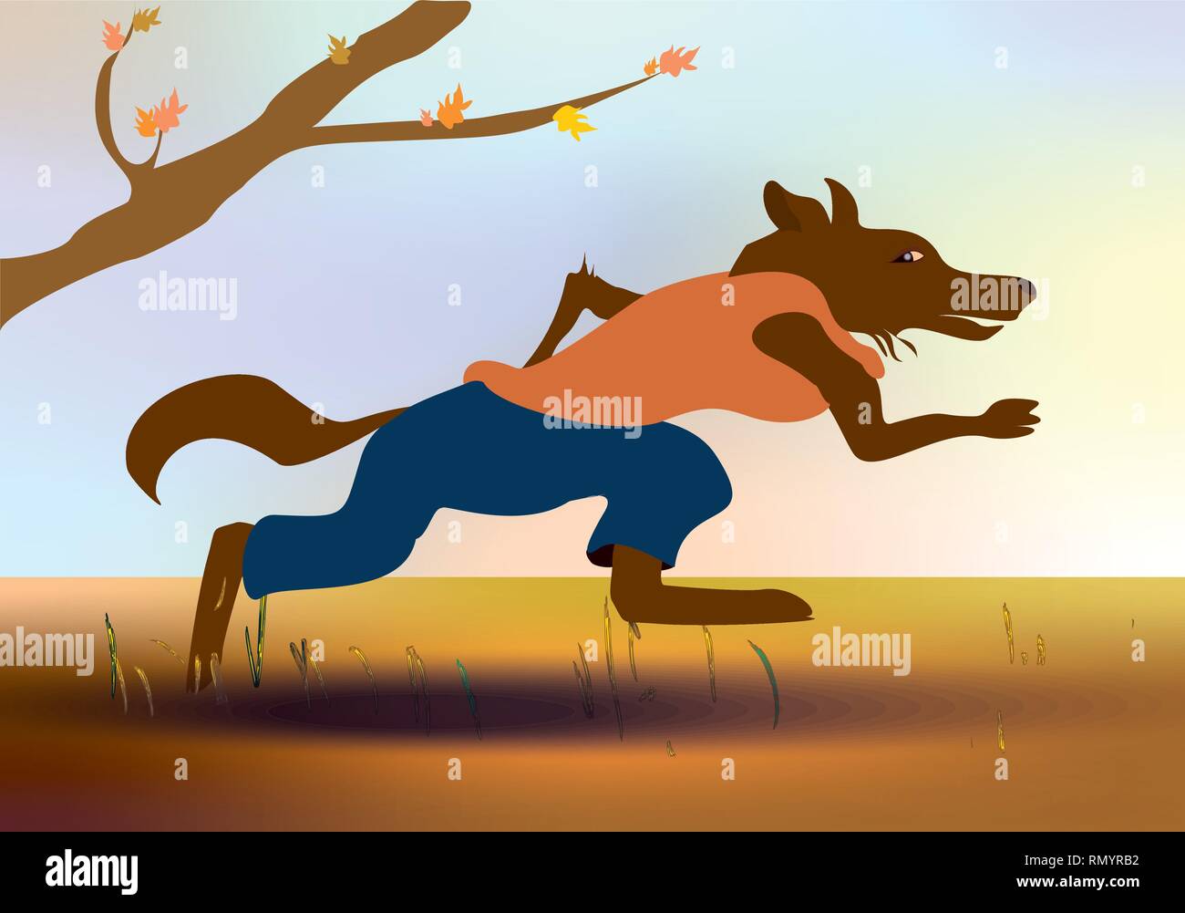 Cartoon running wolf hi-res stock photography and images - Alamy