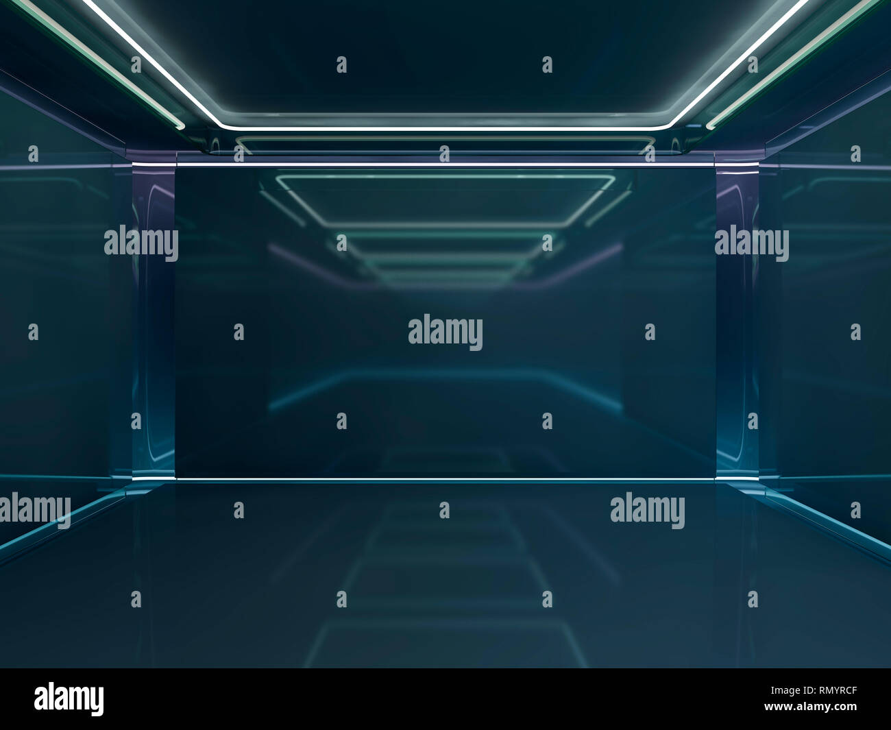 Abstract modern architecture background, empty open space interior. 3D ...