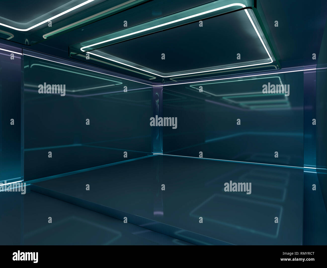 Abstract modern architecture background, empty open space interior. 3D ...