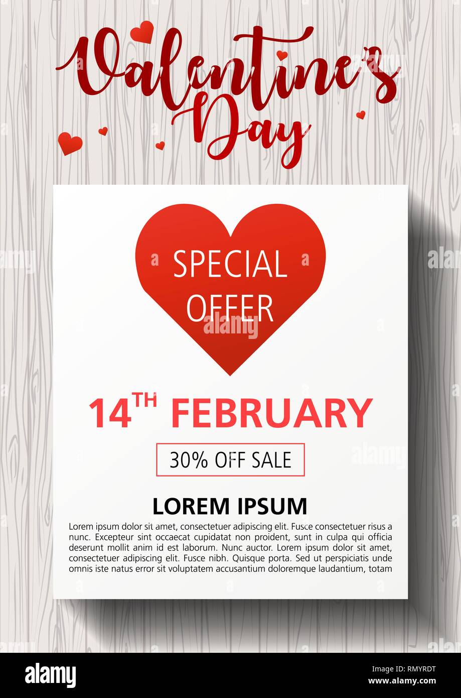 Valentines day flyer vector illustration with text and white space on ...