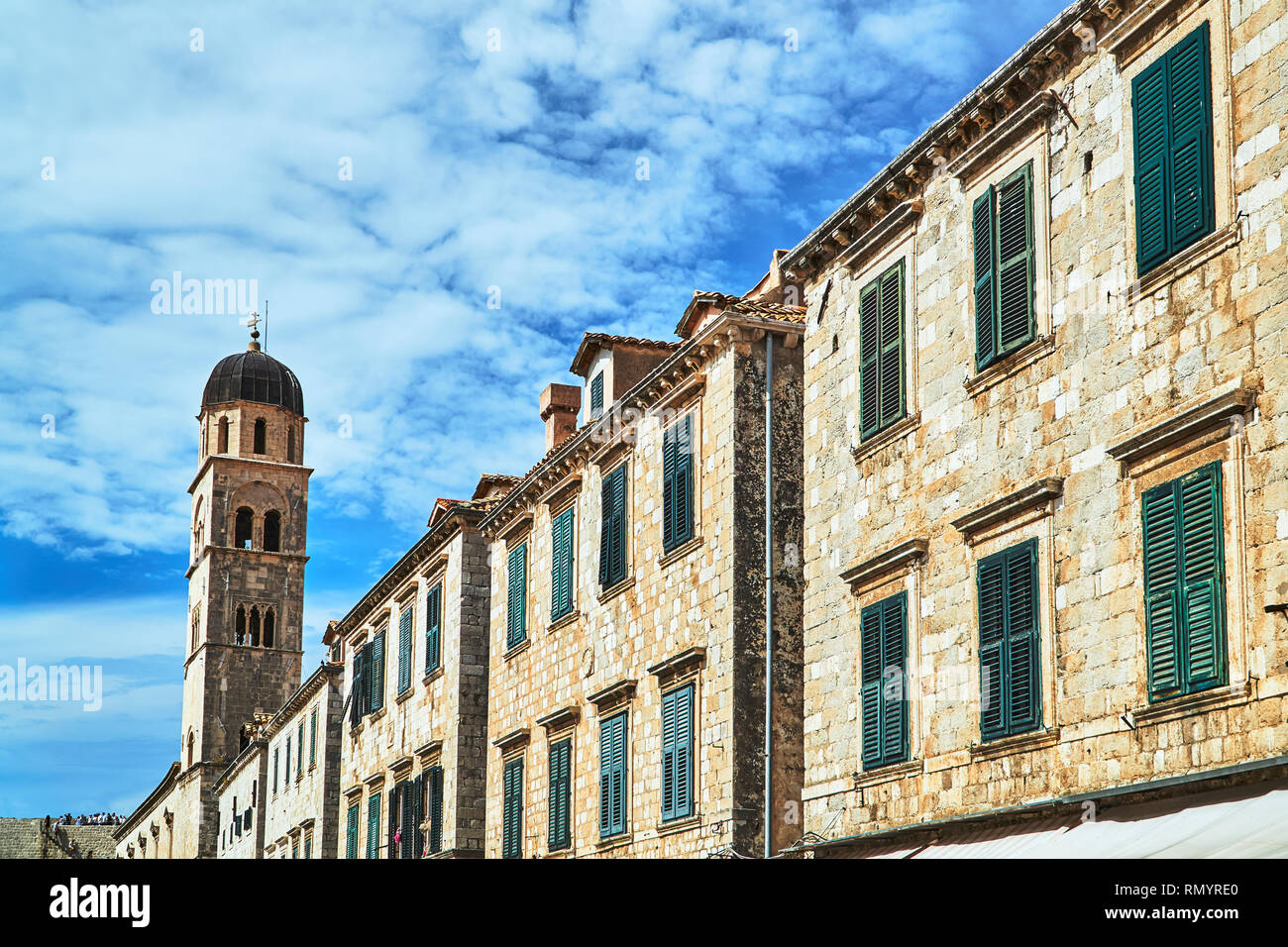 Street and medieval buildings of the city of Dubrovnik in Croatia Stock ...