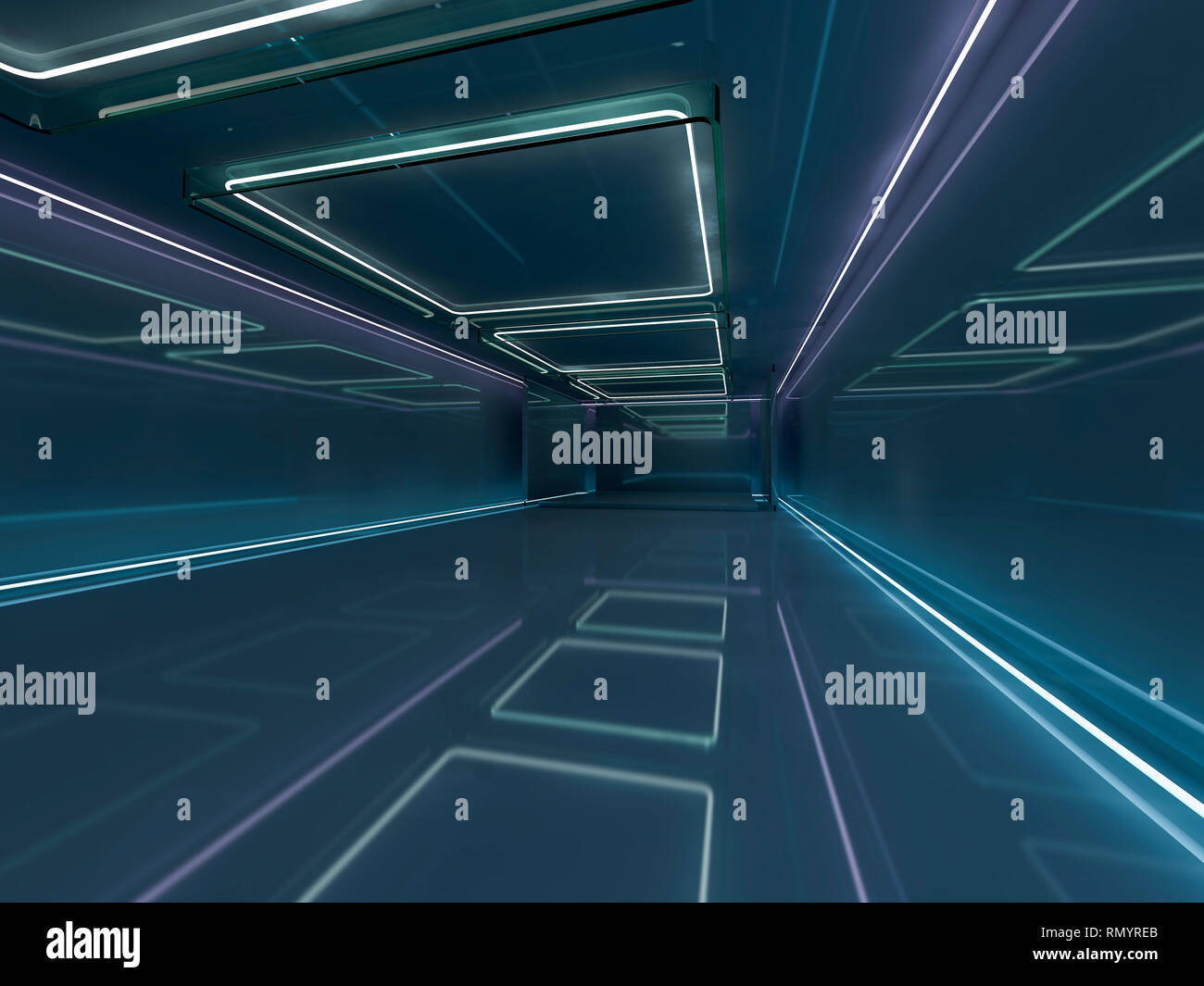 Abstract modern architecture background, empty open space interior. 3D ...