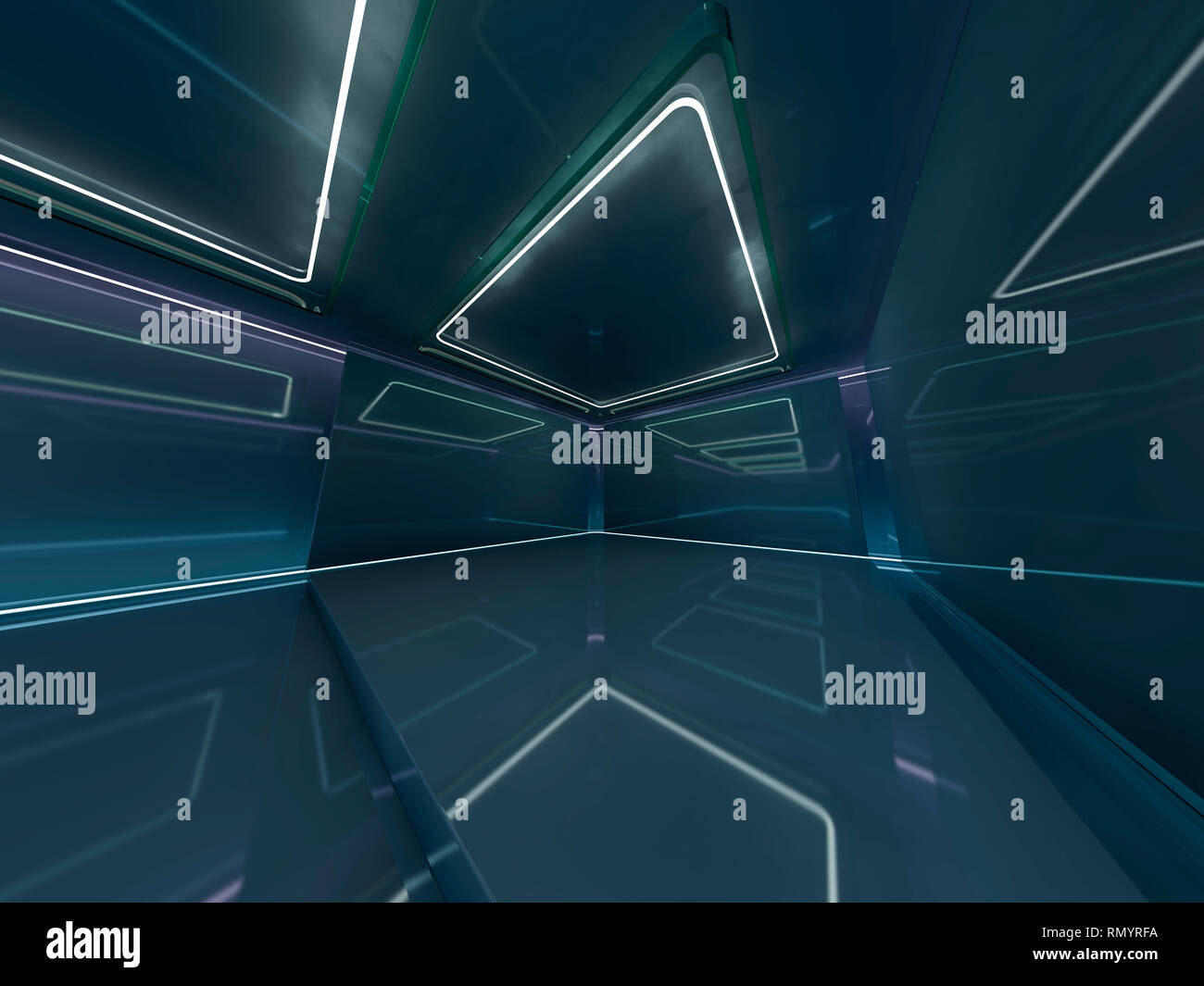 Abstract modern architecture background, empty open space interior. 3D ...