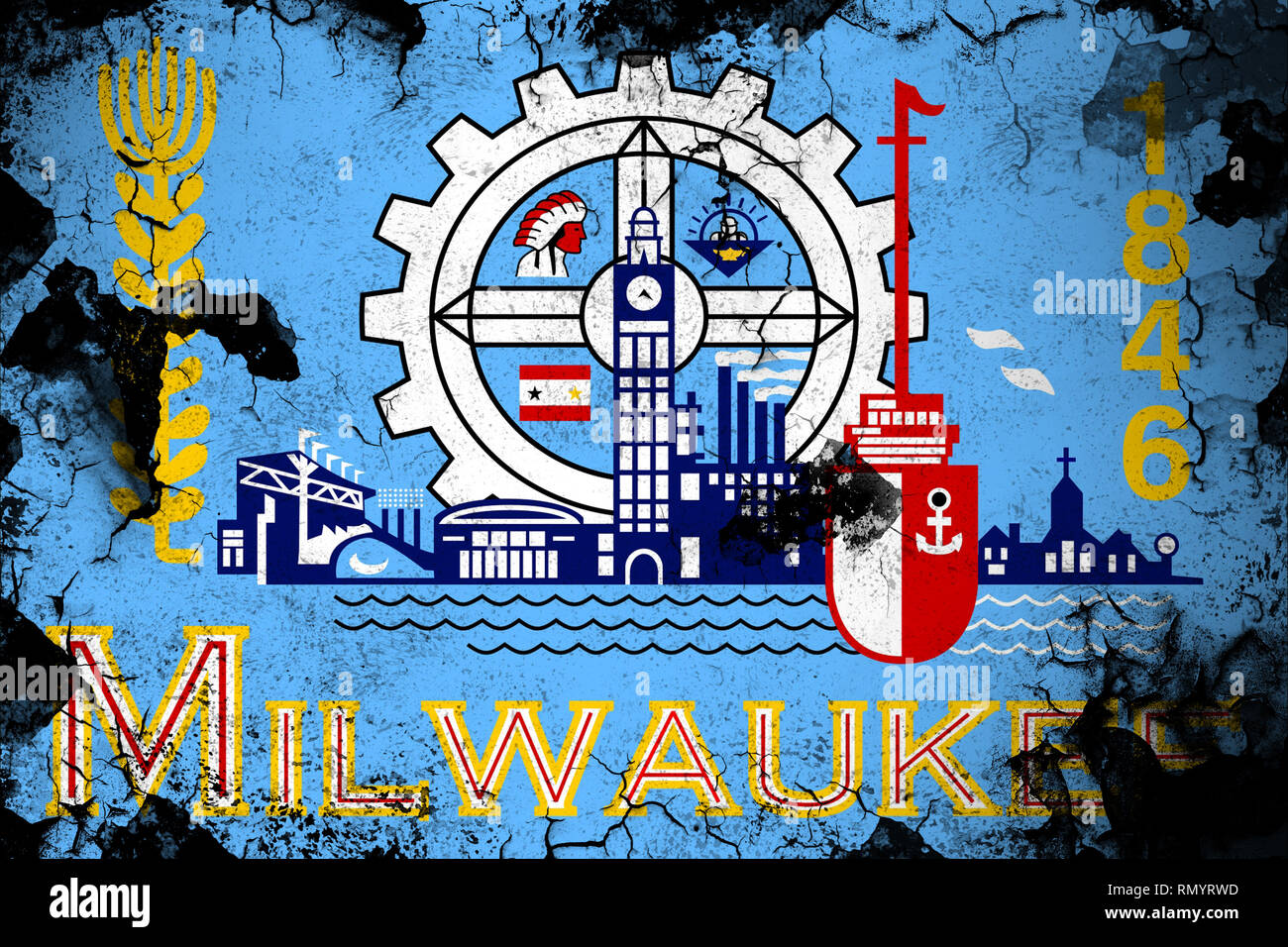 Milwaukee Wisconsin grunge and dirty flag illustration. Perfect for ...