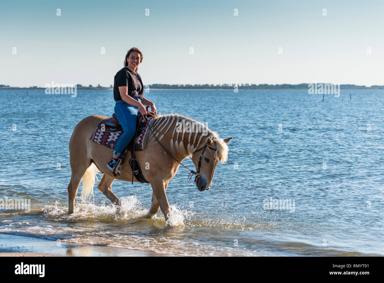 Riding horses at sunset hi-res stock photography and images - Alamy
