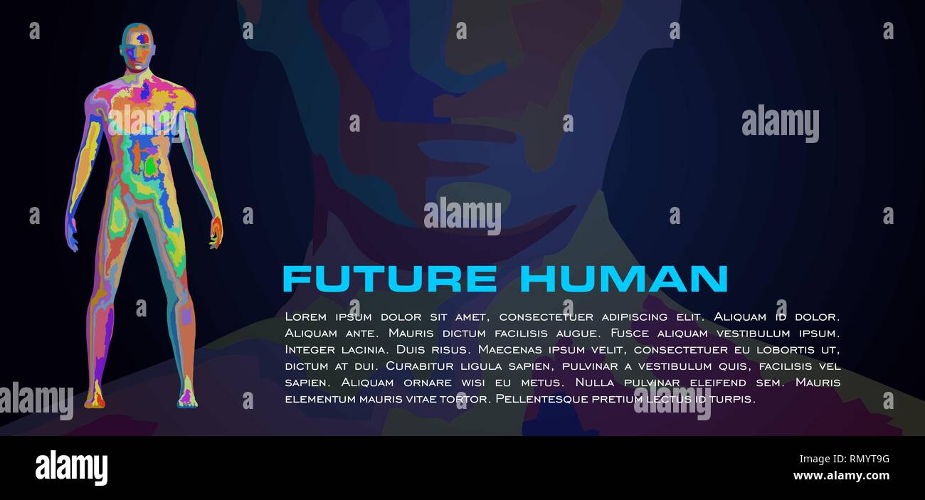 Colorful vector future human body on blue gradient Stock Vector Image ...