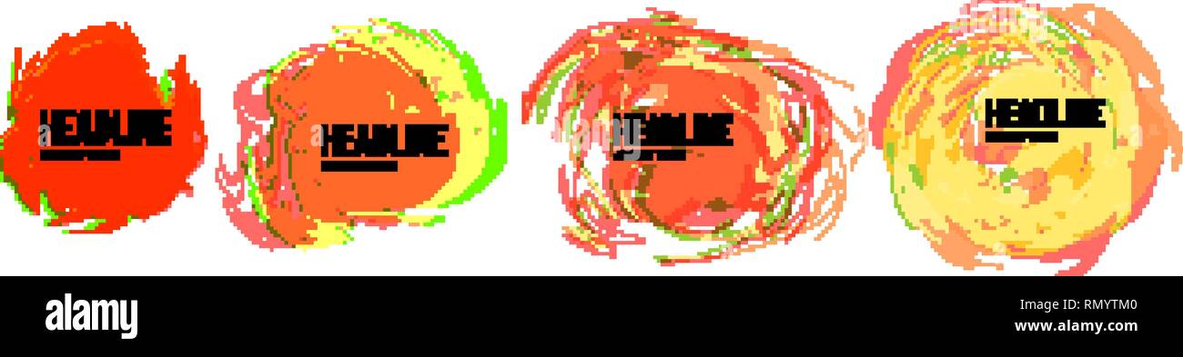 Set of four vector colorful splash in red color for headline or ...