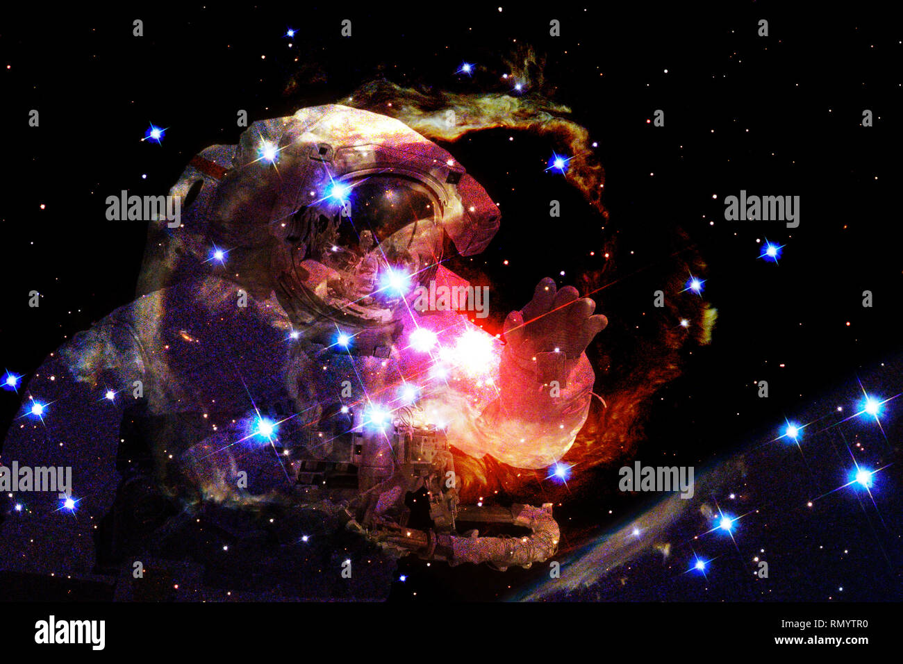 Astronaut in deep space. Cosmic art. Elements of this image furnished ...