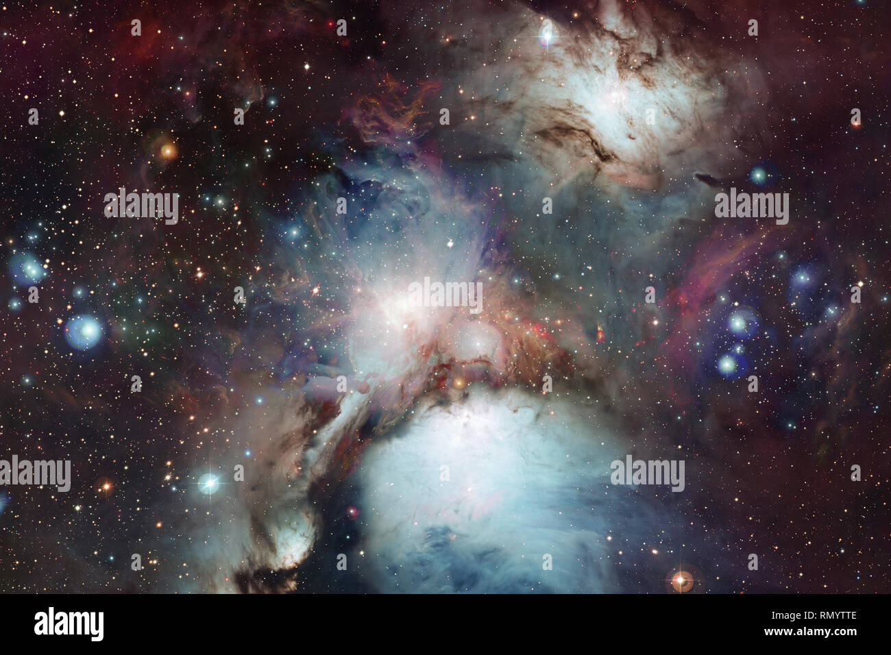 Cosmic landscape, colorful science fiction wallpaper with endless outer ...