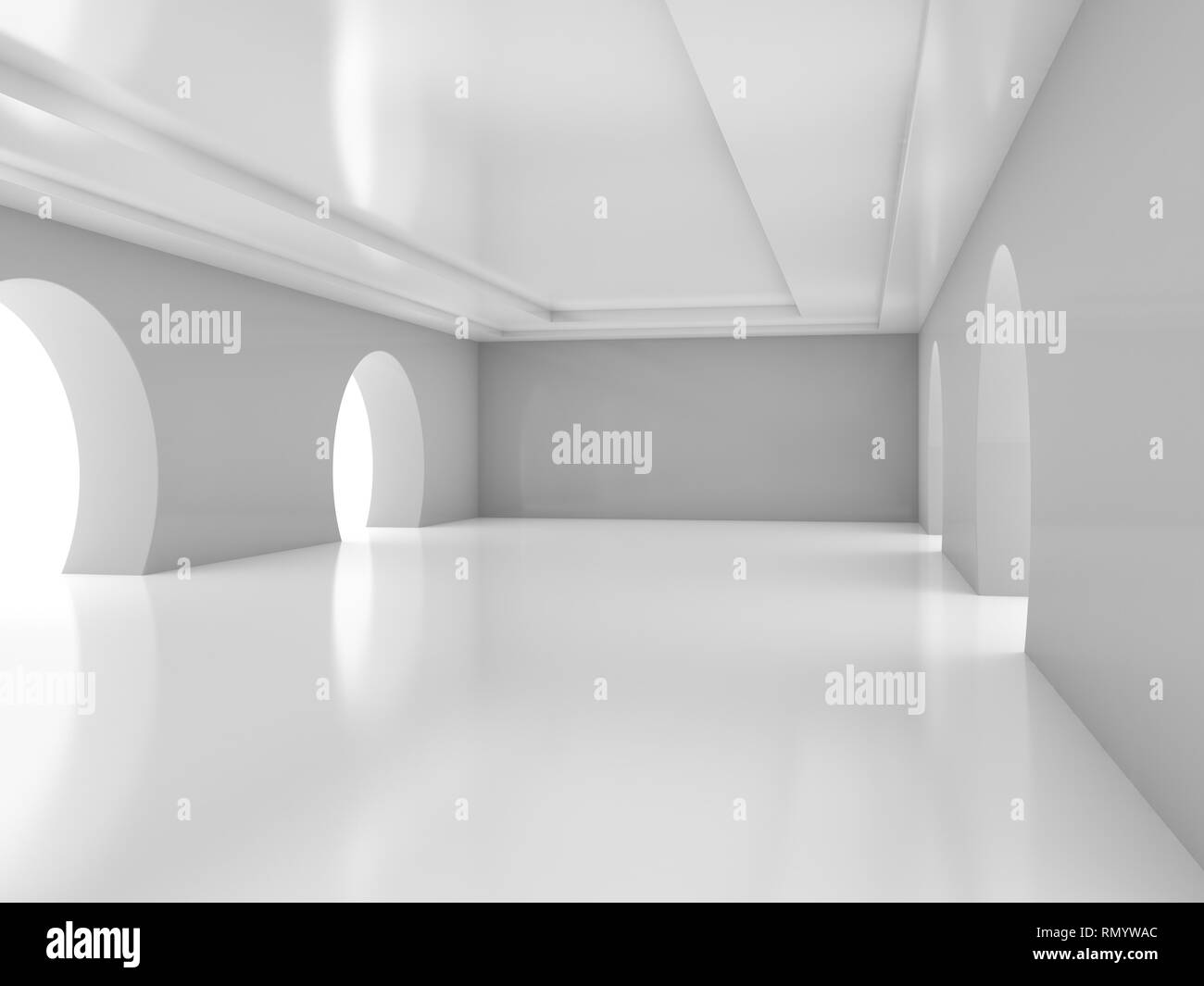 Abstract modern architecture background, empty open space interior. 3D ...