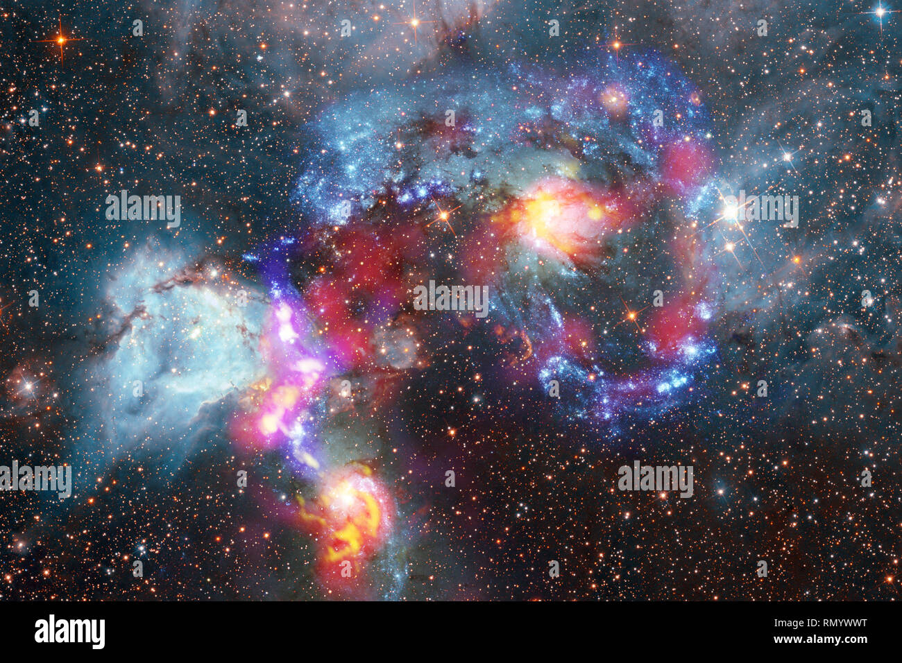 Universe scene with stars and galaxies in deep space showing the beauty ...