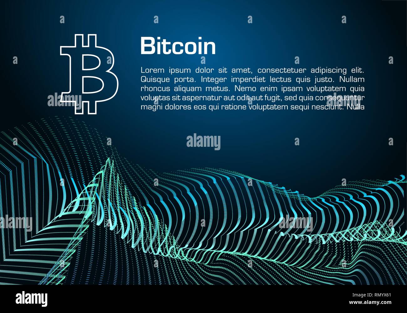 Bitcoin vector background in blue color with green curves Stock Vector ...