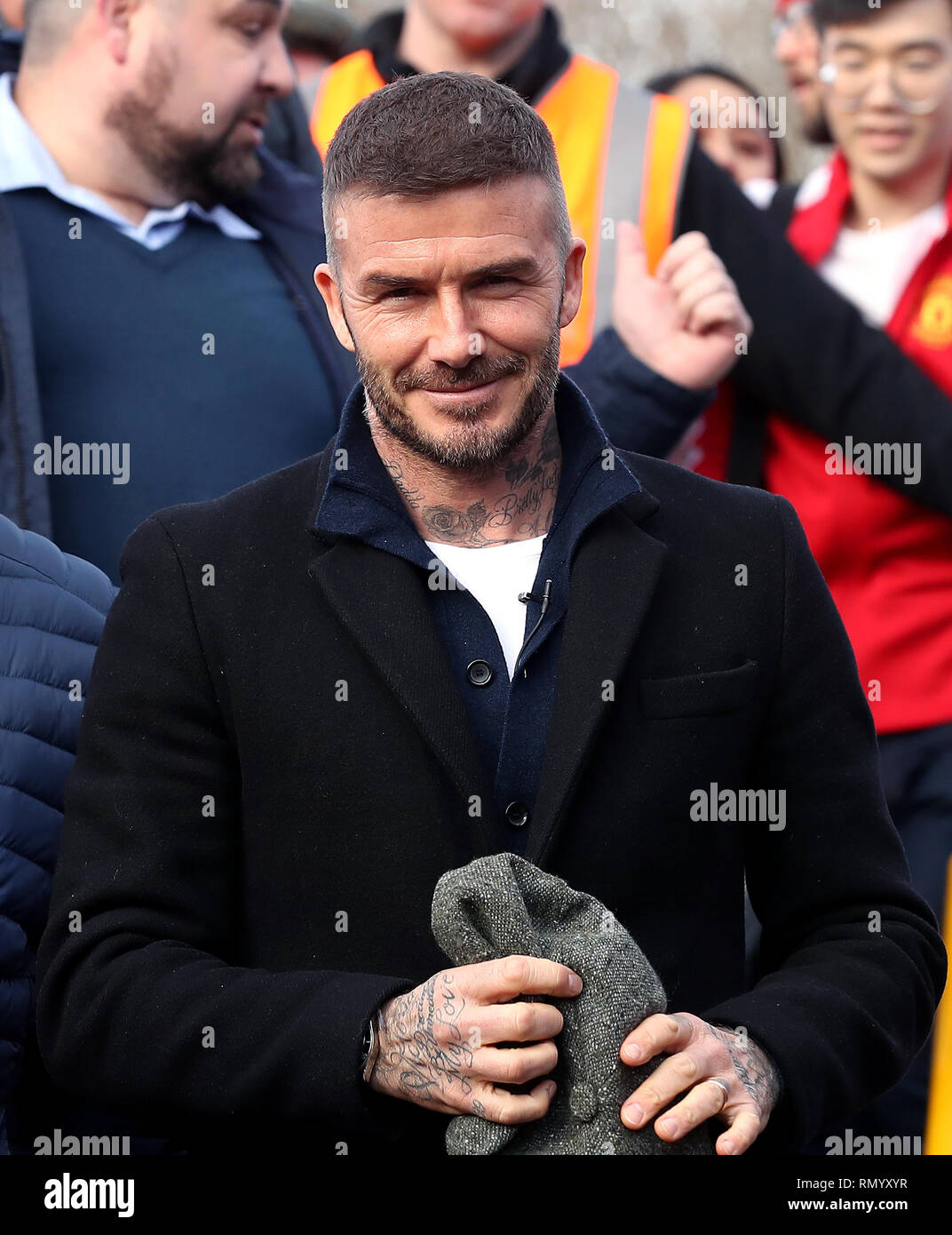 David Beckham arrives at the ground for the Vanarama National League ...
