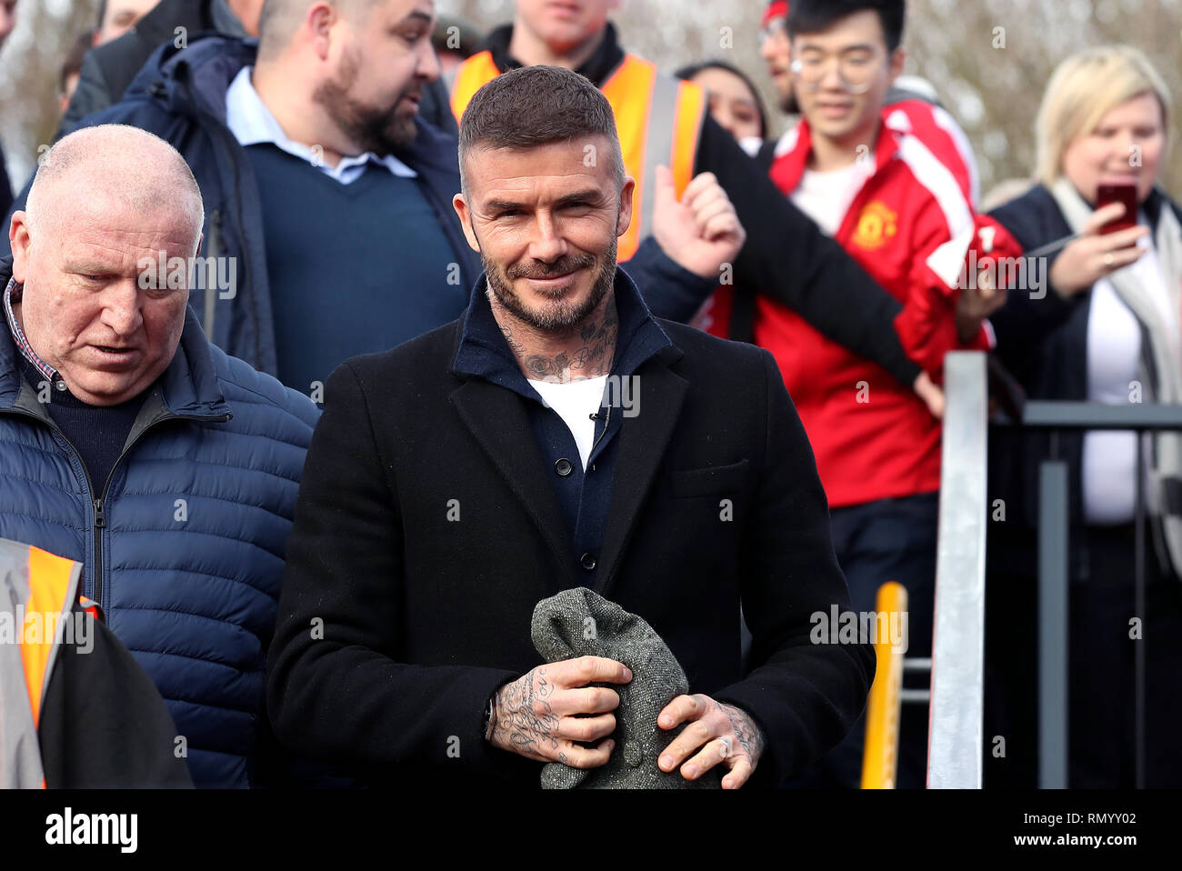 David Beckham arrives at the ground for the Vanarama National League ...