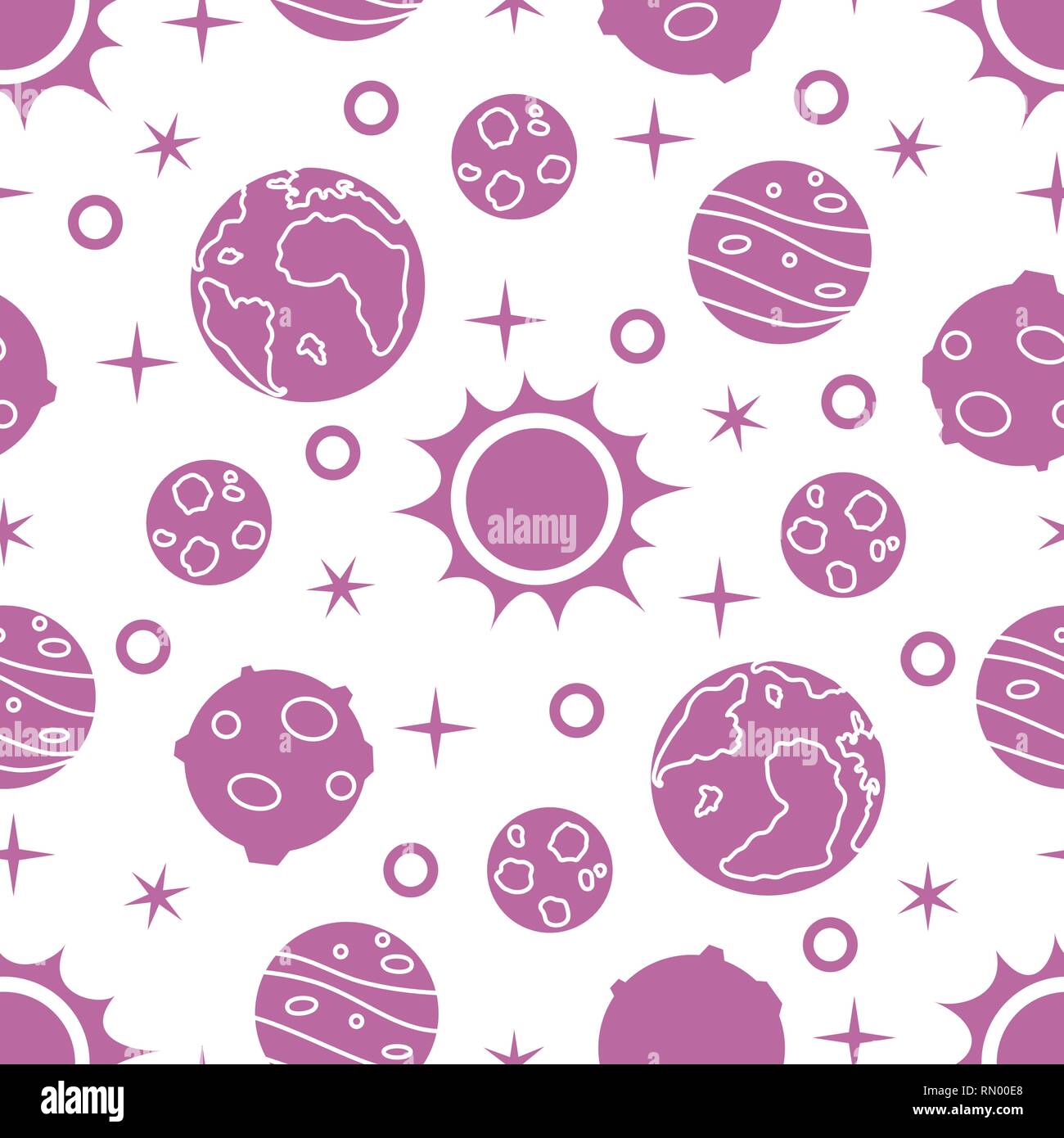 Seamless pattern with sun, planets, stars. Space exploration. Astronomy ...