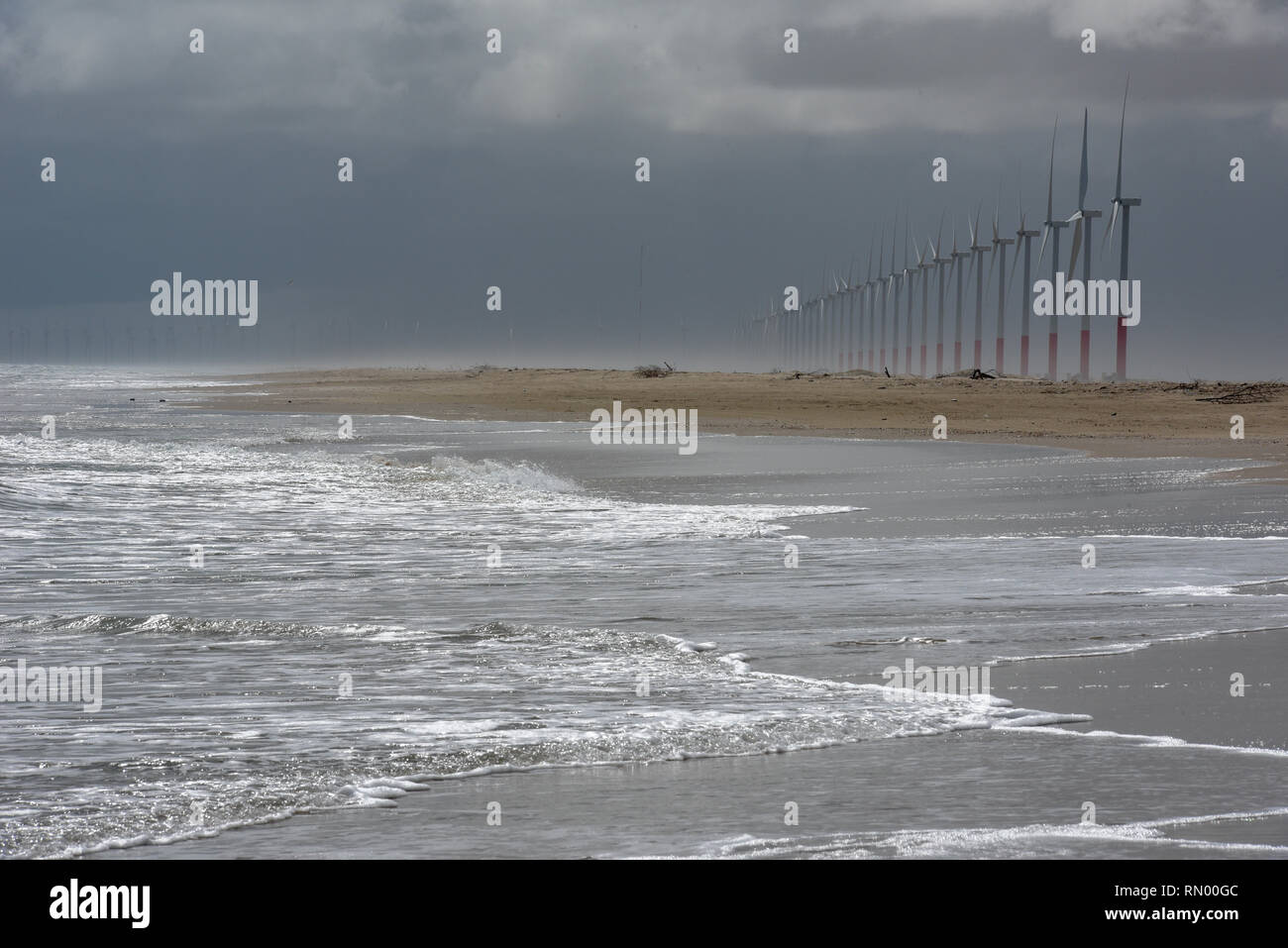 Environment energy wind power windmills beach hi-res stock photography ...