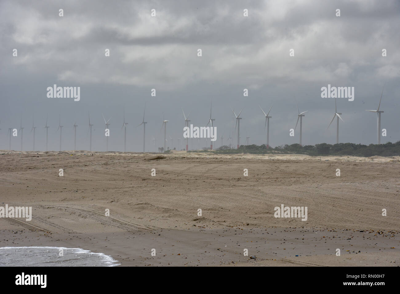 Windmills on the beach near Atins on Brazil Stock Photo - Alamy