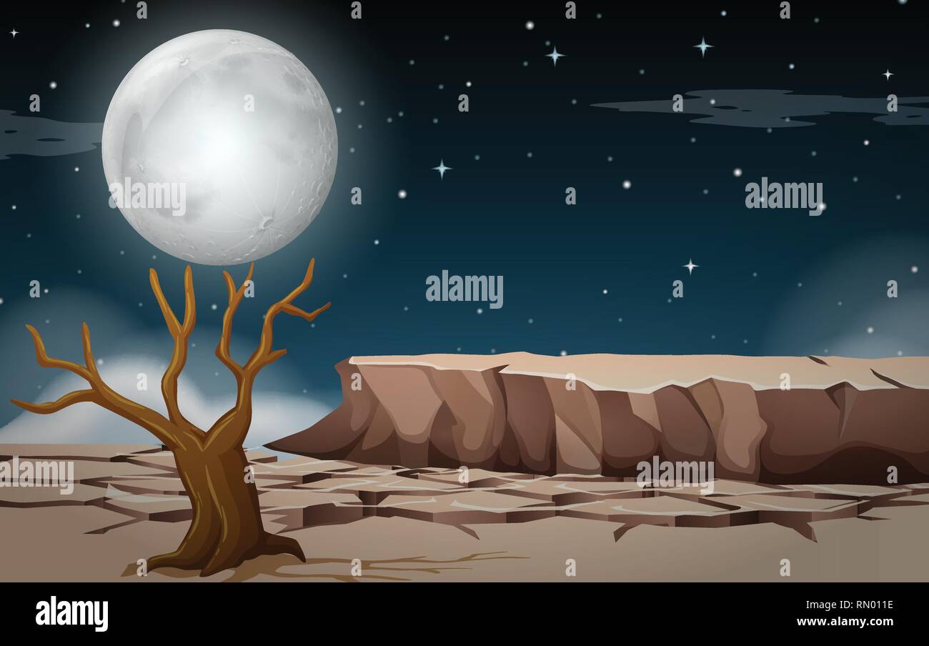 A droughty land at night illustration Stock Vector Image & Art - Alamy