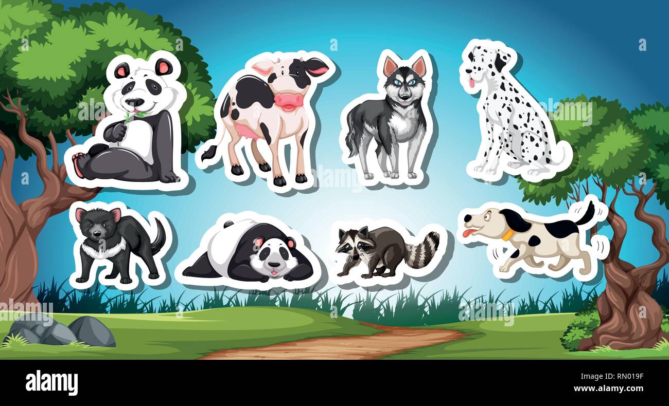 Set od black and white animal illustration Stock Vector Image & Art - Alamy