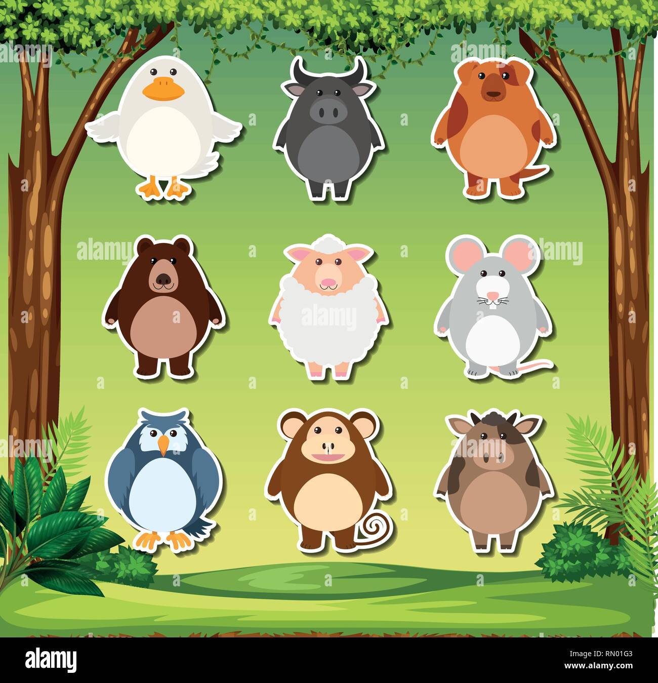Set of animal sticker illustration Stock Vector Image & Art - Alamy