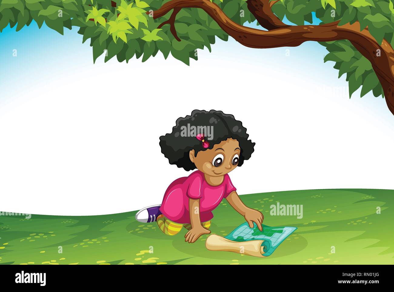 A girl reading a map illustration Stock Vector Image & Art - Alamy