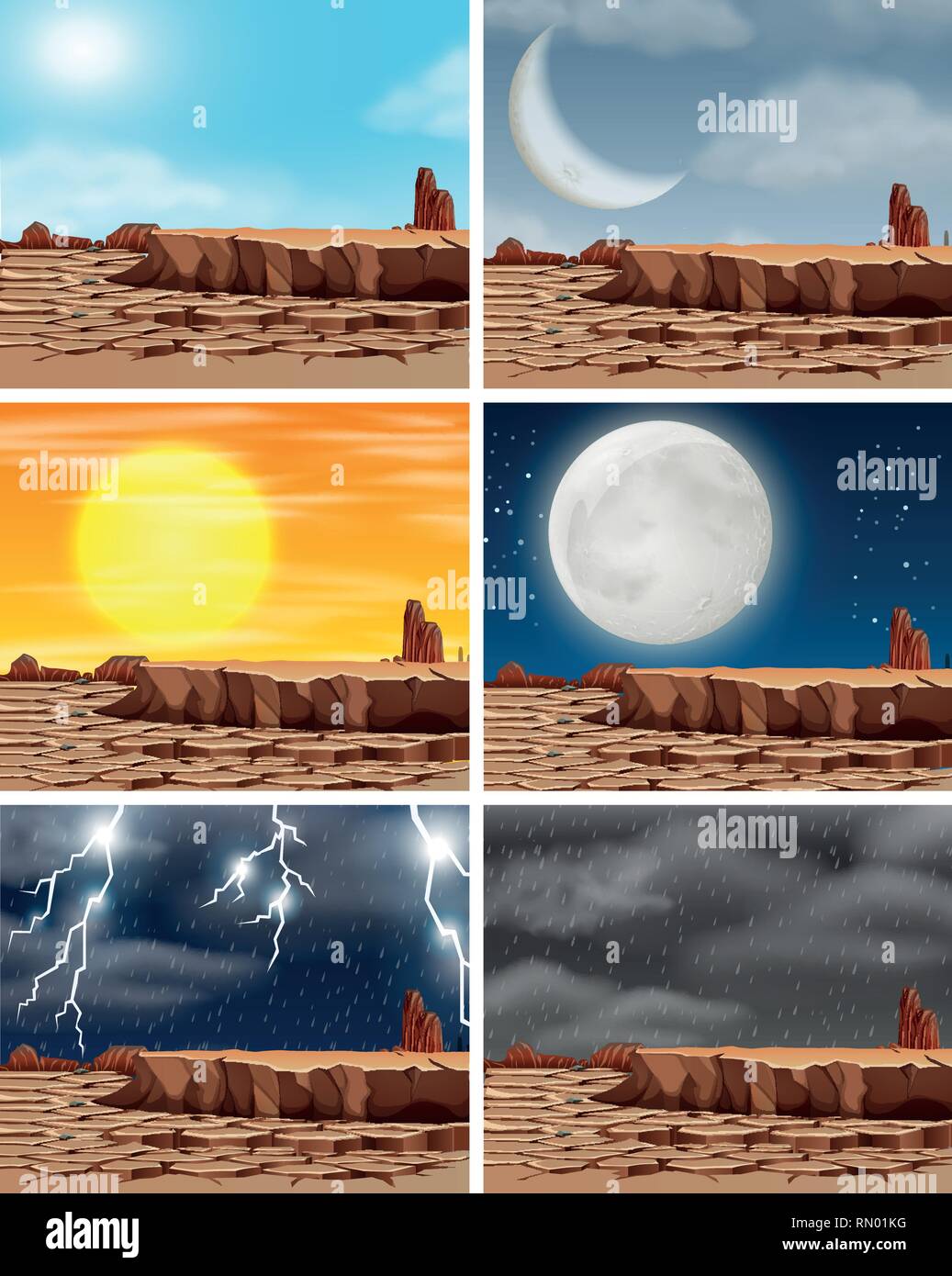 Set of droughty land different climate illustration Stock Vector Image ...