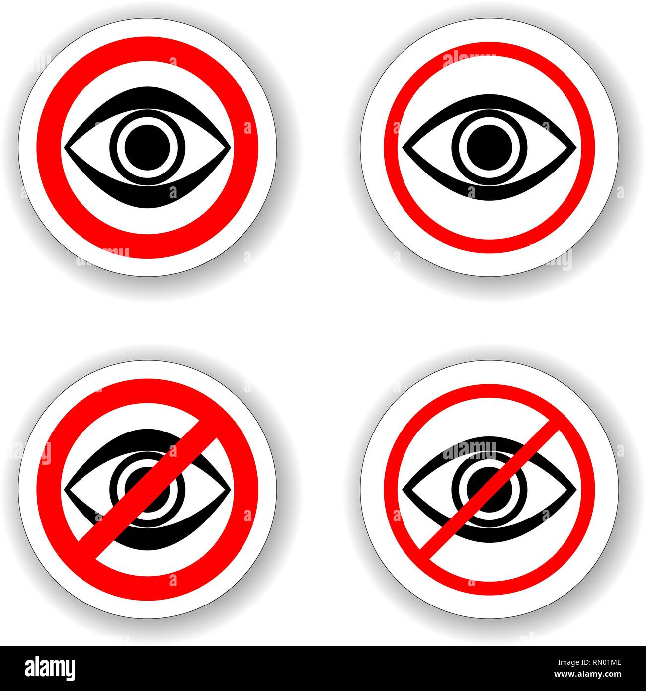Circle Warinig No Peeping Prohibited Sign Infographics , Sticker, Icon ...