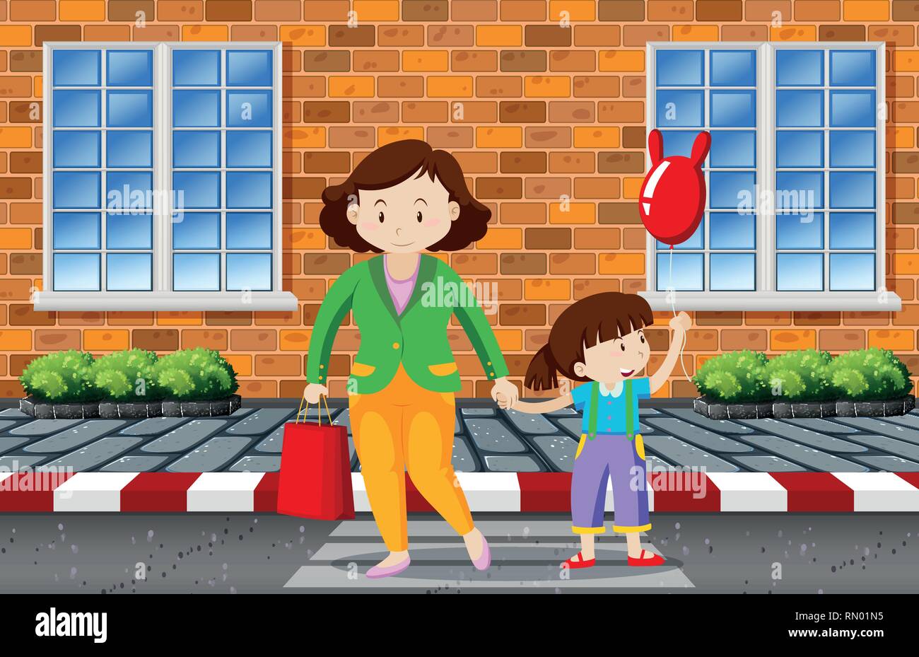 Mother child on street Stock Vector Images - Alamy