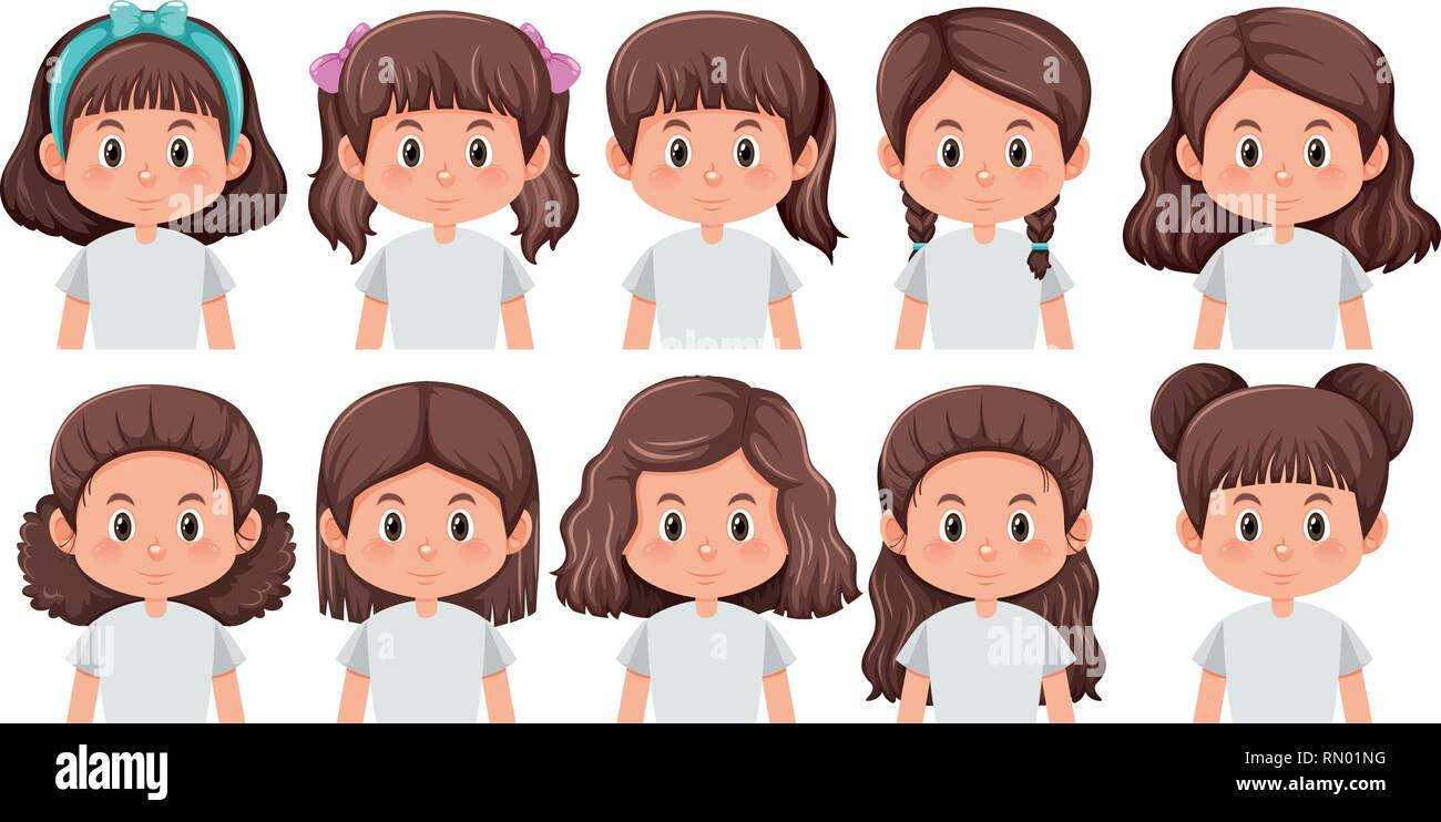 Set of girl different hairstyle illustration Stock Vector Image & Art ...