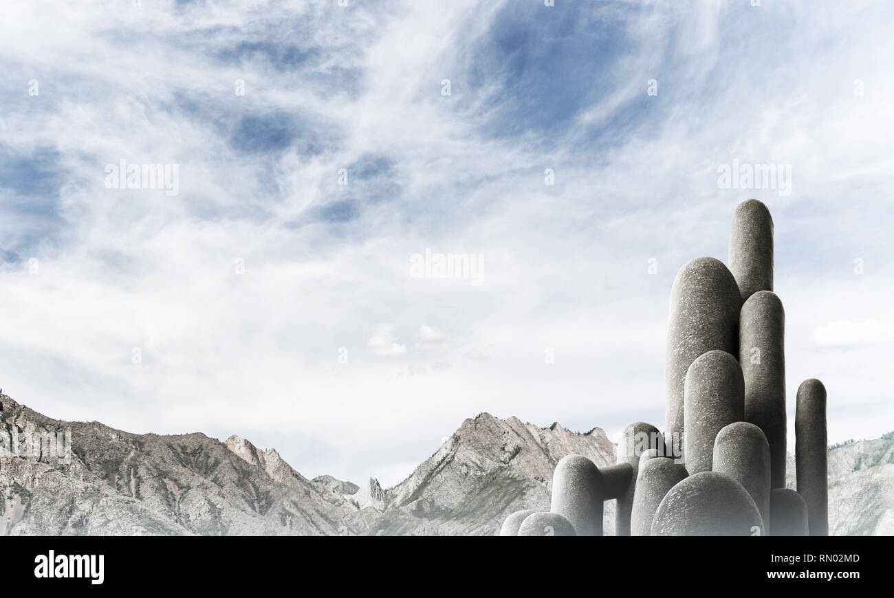 Multiple stone columns with breathtaking landscape Stock Photo - Alamy