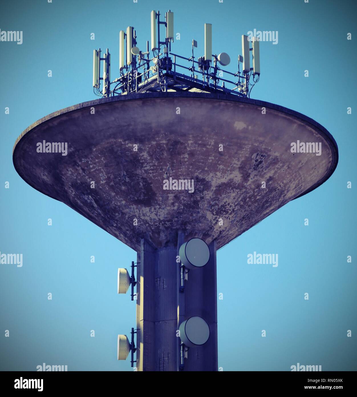 tower of the aqueduct with the antennas of the mobile phone repeaters ...