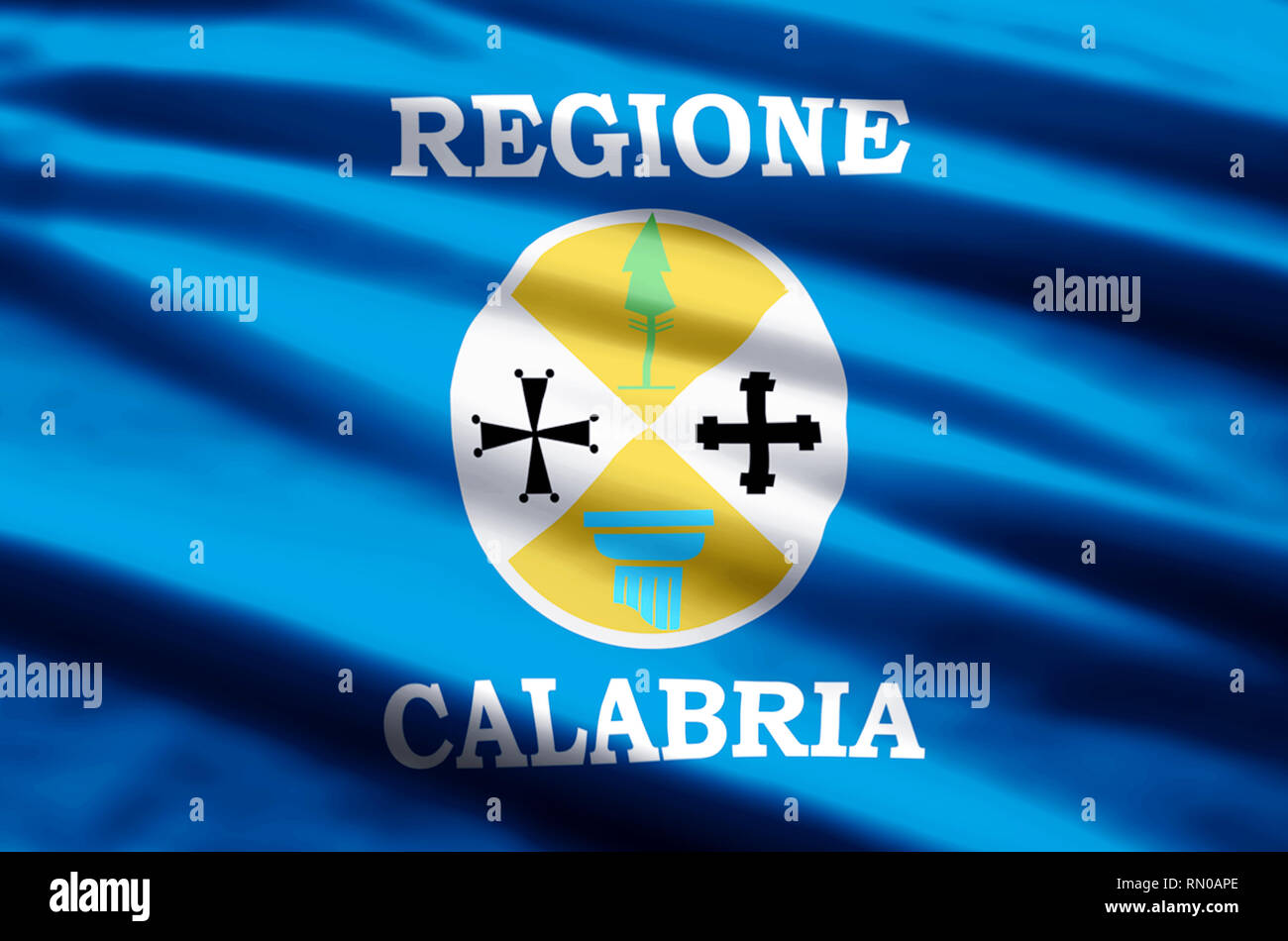 Calabria stylish waving and closeup flag illustration. Perfect for ...