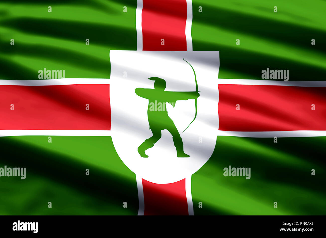 County Nottinghamshire stylish waving and closeup flag illustration ...