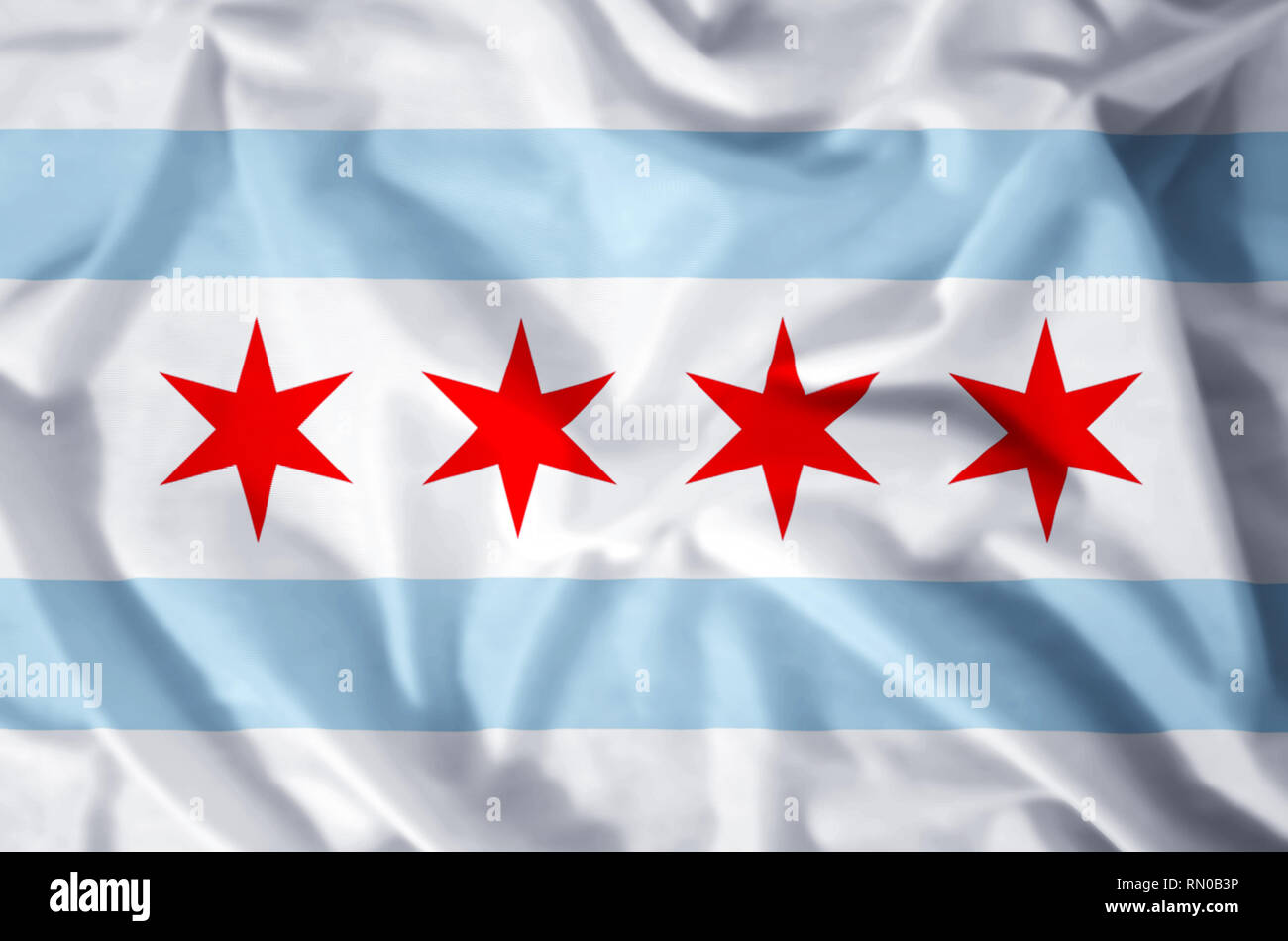 Chicago stylish waving and closeup flag illustration. Perfect for ...