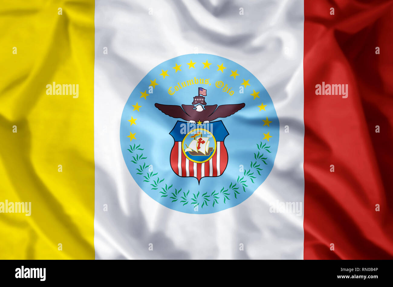 Columbus Ohio stylish waving and closeup flag illustration. Perfect for ...