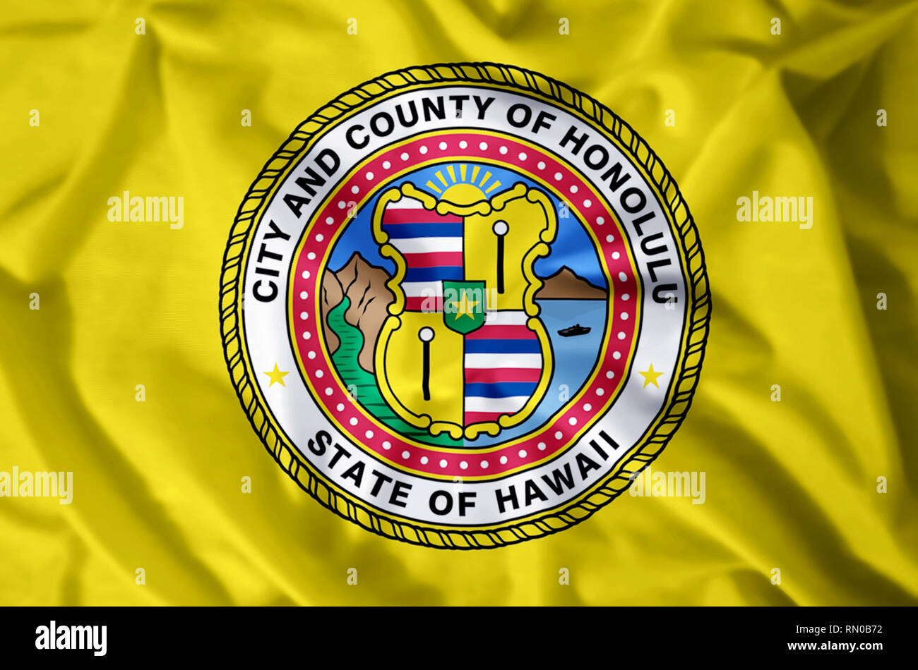 Honolulu Hawaii stylish waving and closeup flag illustration. Perfect ...