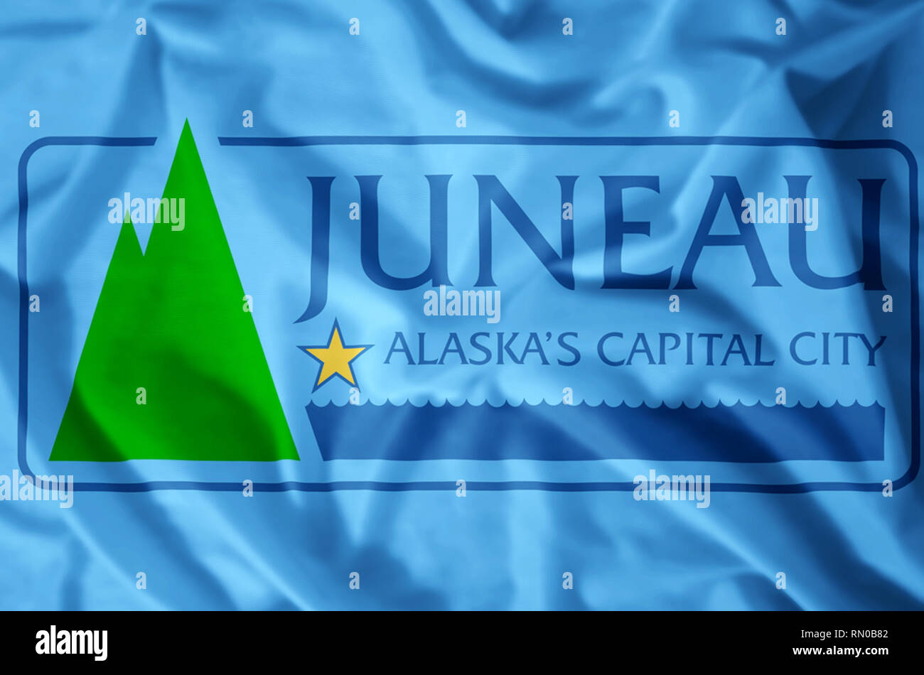 Juneau Alaska stylish waving and closeup flag illustration. Perfect for ...
