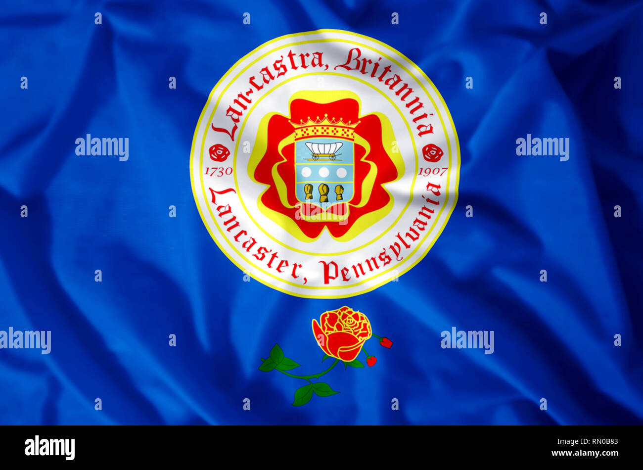 Lancaster Pennsylvania stylish waving and closeup flag illustration ...