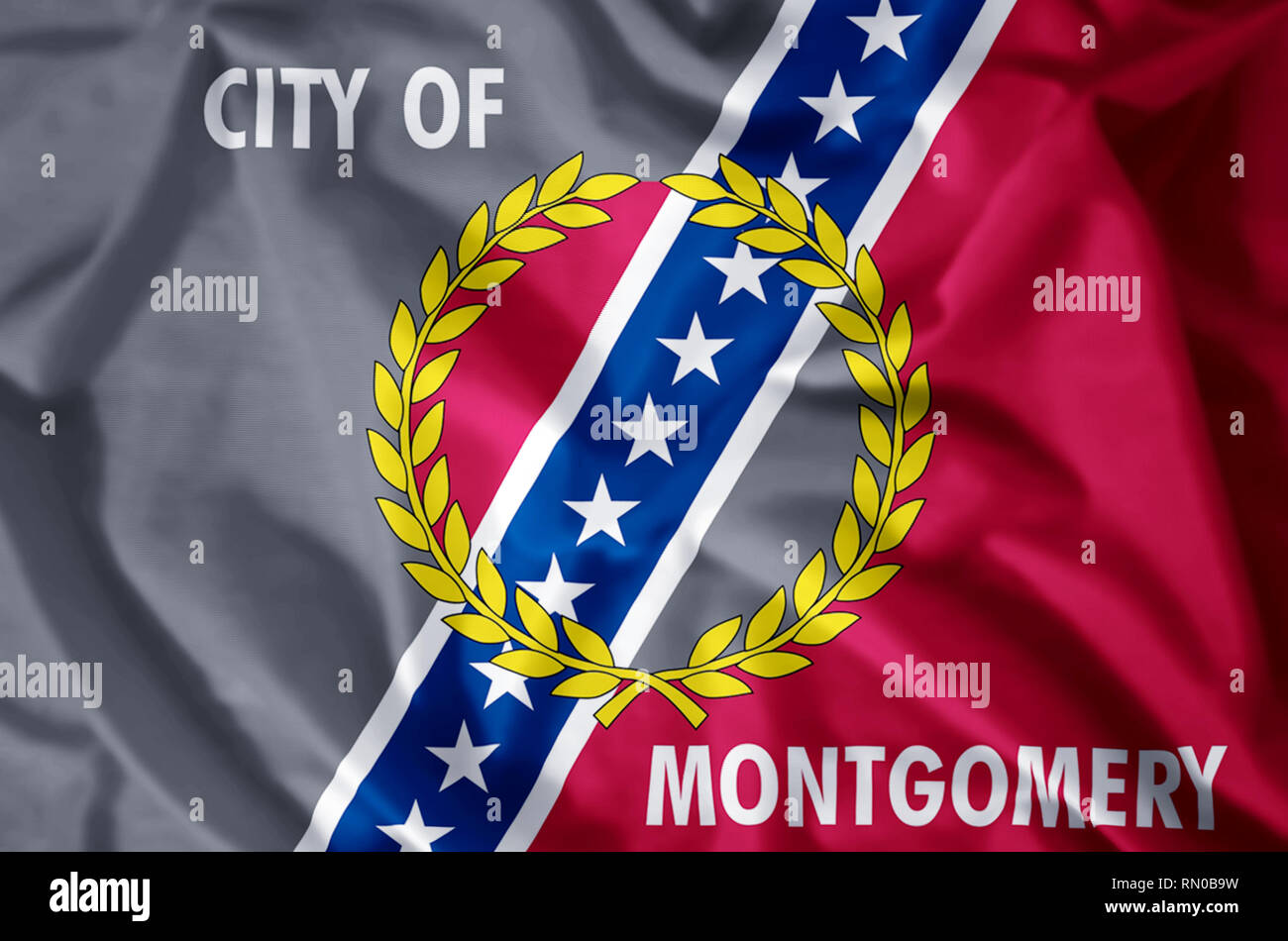 Montgomery Alabama stylish waving and closeup flag illustration ...