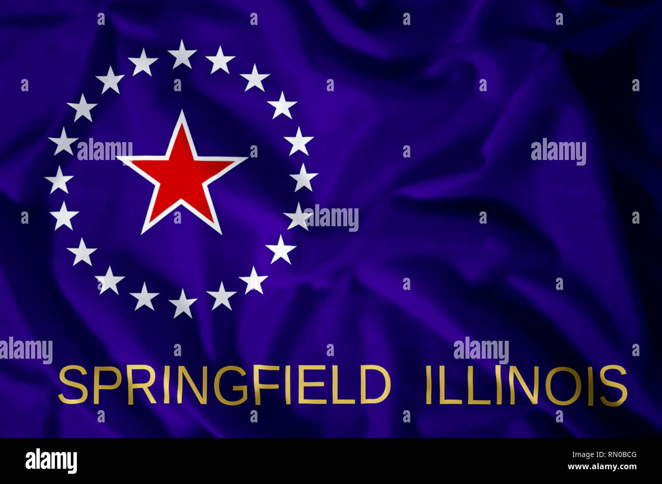 Springfield Illinois stylish waving and closeup flag illustration ...
