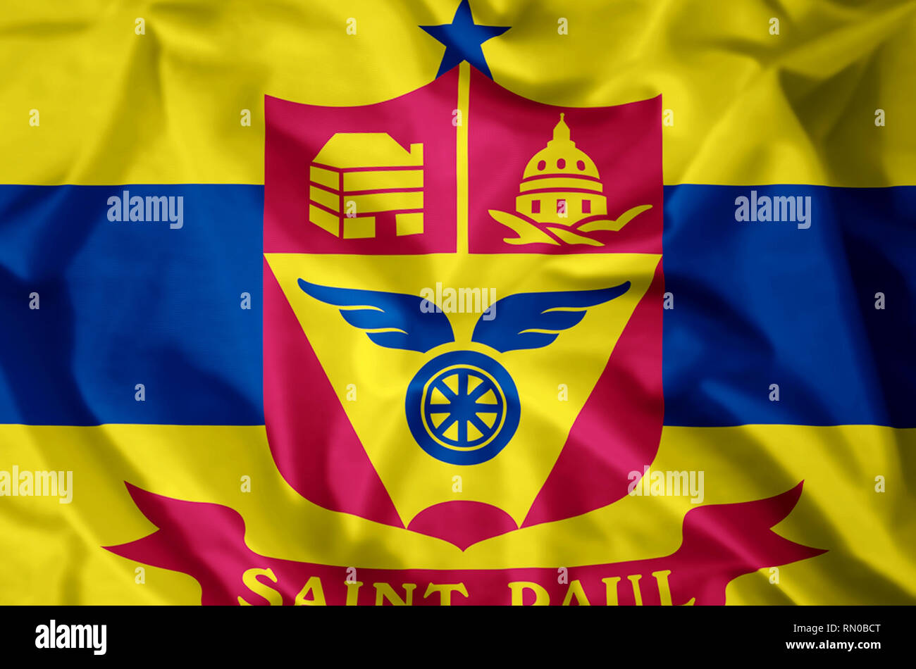 St. Paul Minnesota stylish waving and closeup flag illustration ...