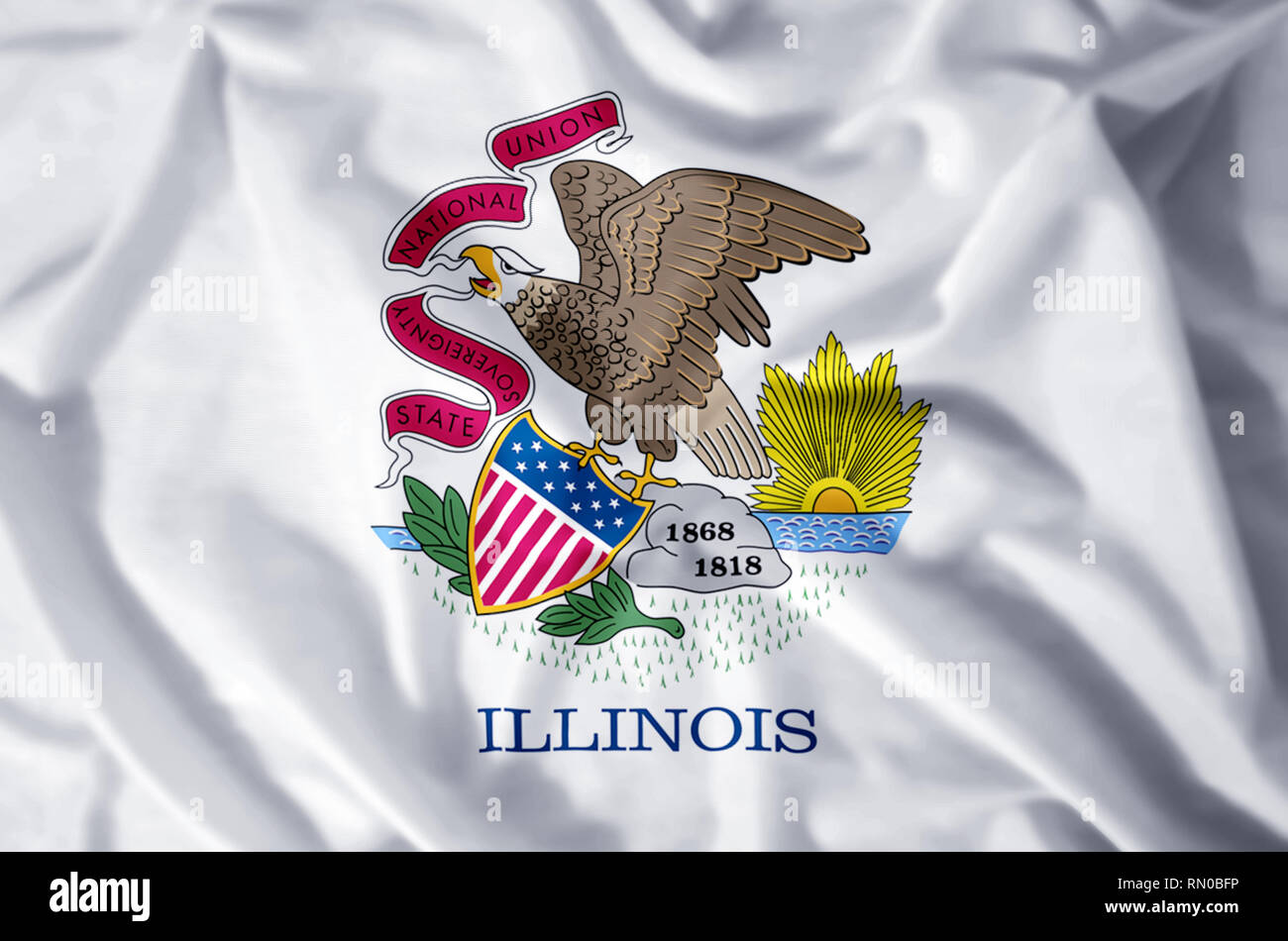 Illinois stylish waving and closeup flag illustration. Perfect for ...