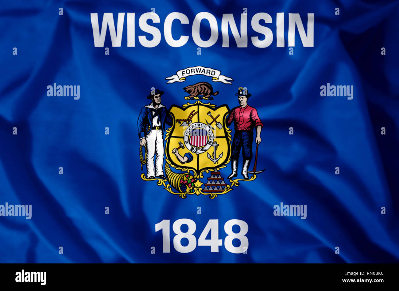 Wisconsin stylish waving and closeup flag illustration. Perfect for ...