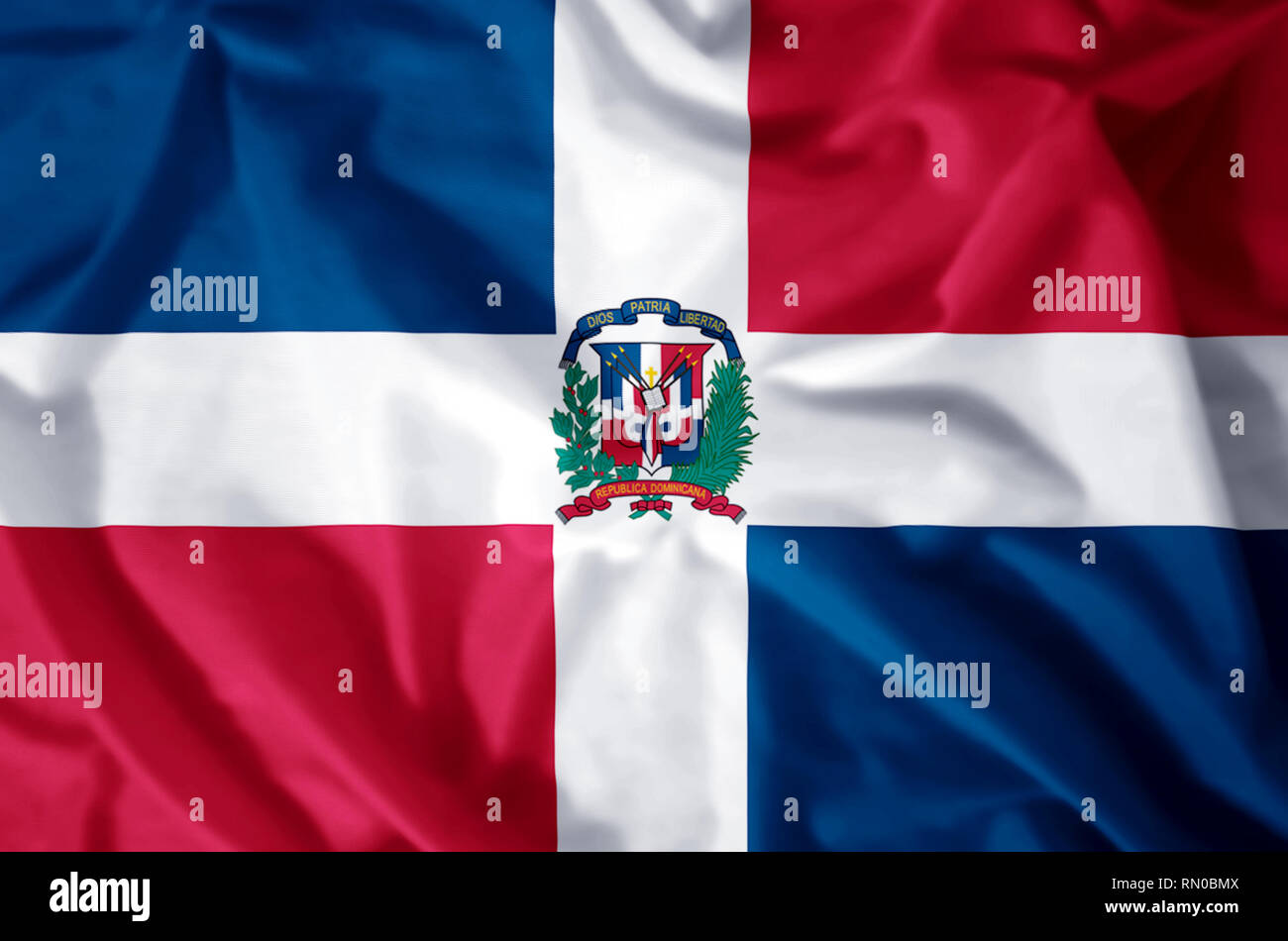 Dominican republic stylish waving and closeup flag illustration ...