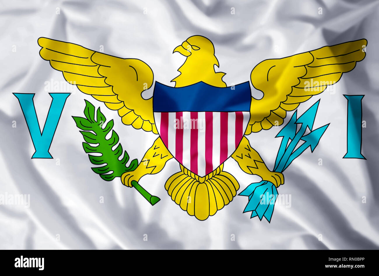 Virgin islands stylish waving and closeup flag illustration. Perfect ...