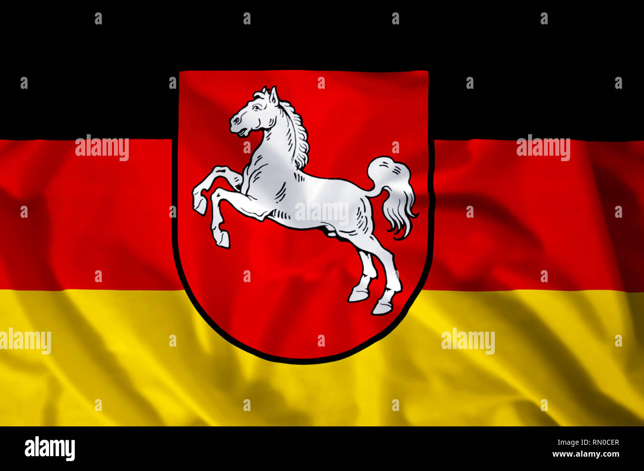 Lower Saxony stylish waving and closeup flag illustration. Perfect for ...