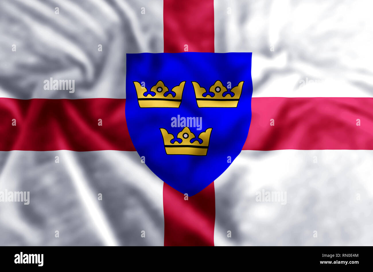 East Anglia stylish waving and closeup flag illustration. Perfect for ...